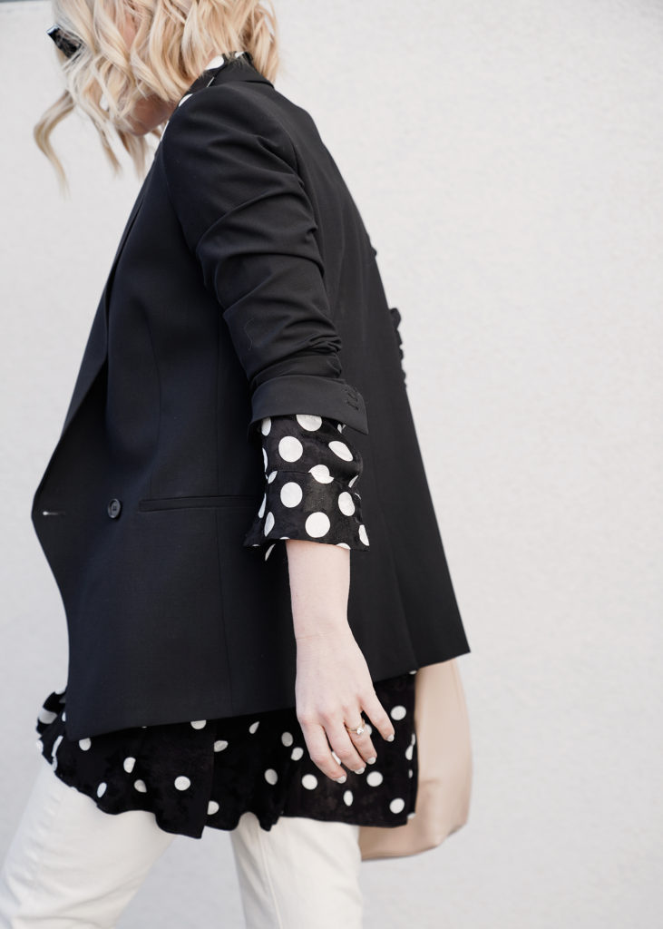 Transitional Spring Style: How to Wear Black + White Polka Dots - Anne Sage